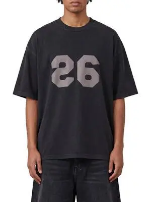 Fear Of God Relaxed Fit Cotton T-shirt With Slogan And Contrast Logo Print - Black