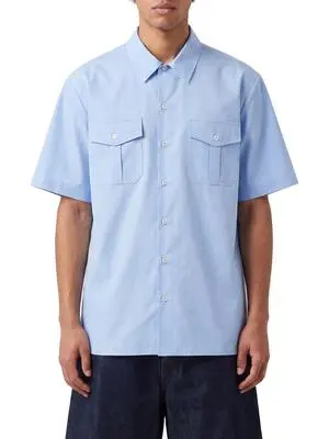 MAISON MARGIELA Striped Cotton Bowling Shirt With Short Sleeves - Blue