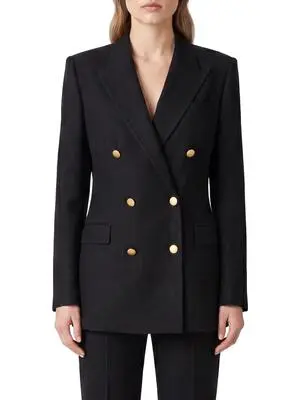 Tagliatore Double-breasted Viscose Blend Blazer With Metallic Buttons - Black