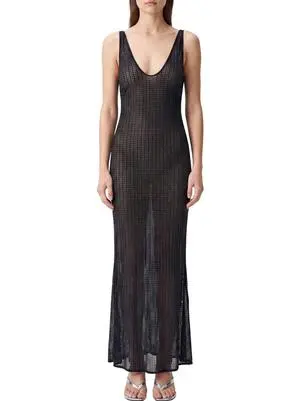 VENUJA Venuja Long Off-the-Shoulder Evening Gown With Rhinestone Embroidery Black