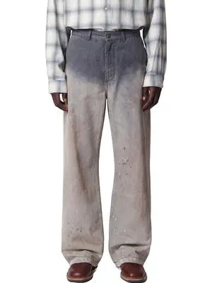 Our Legacy Rig Chino Wide-leg Jeans With Abstract Print - Grey