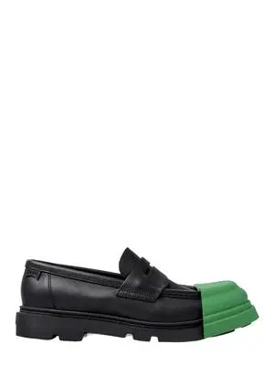 Camper Junction Bi-smooth Calfskin Loafers With Serrated Sole - Black