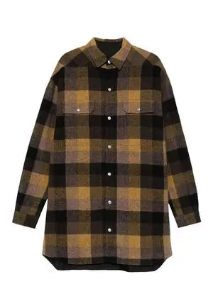 Rick Owens Honey Plaid Wool Outershirt - Multicolor