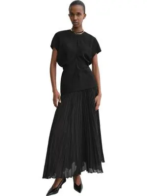 TOTEME Slouch Waist Crinkled Top - Black
