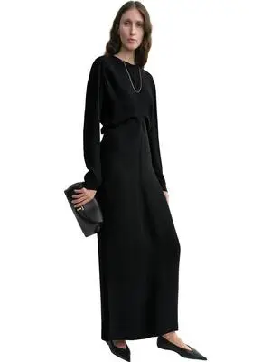 TOTEME Long-sleeve Slouch Waist Maxi Dress - Black