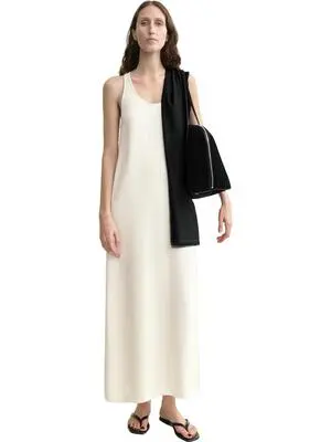 TOTEME Scoop Neck Sablé Dress - Macadamia