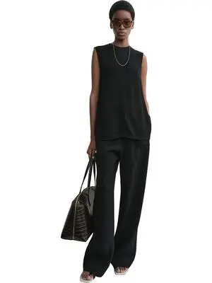 TOTEME Woven Stripe Top With Raised Stripes - Black