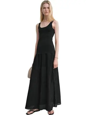 TOTEME Drawstring Crinkled Organic Cotton Skirt - Black