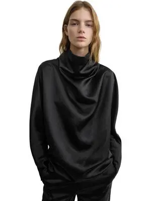 TOTEME Cowl Neck Satin Blouse - Black