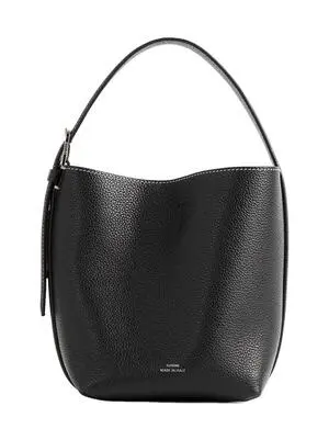 TOTEME Belted Grained-leather Tote - Black