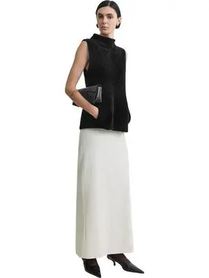 TOTEME Shearling Front Top - Black