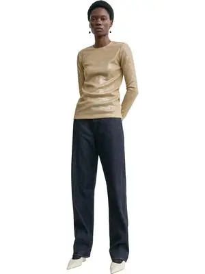 TOTEME Sequin Long Sleeve Top - Latte