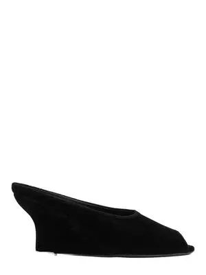 TOTEME Peep-toe Velvet Wedge Mules - Black
