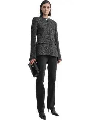 TOTEME Collarless Cinched Jacket - Black-white