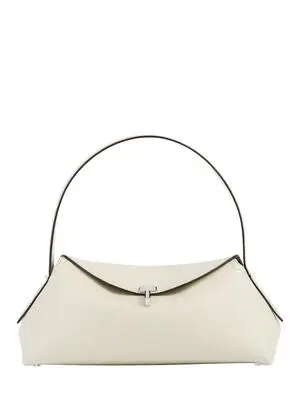 TOTEME T-lock Grained Leather Shoulder Bag - Milk