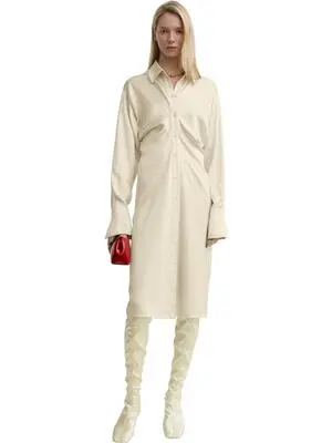 TOTEME Slouch Shirtdress In Crepe-back Satin - Snow