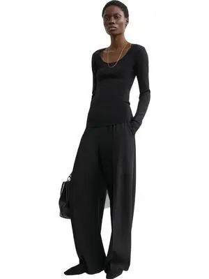 TOTEME Compact Knit Long Sleeve Top - Black