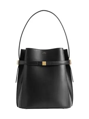 TOTEME Belted Leather Bucket Bag - Black