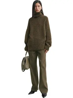 TOTEME Bouclé Alpaca-blend Turtleneck Sweater - Pepper