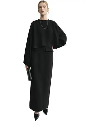 TOTEME Cropped Sablé Blouse With Wide Sleeves - Black