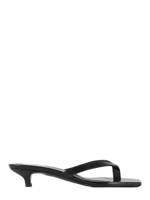 TOTEME Leather Heeled Flip Flops - Black