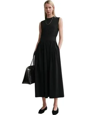 TOTEME Sleeveless Cotton Jersey Midi Dress - Black