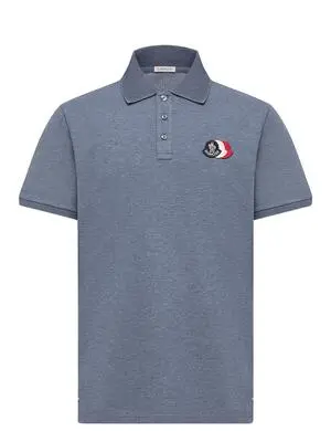 Moncler Cotton Piquet Polo Shirt - Blue