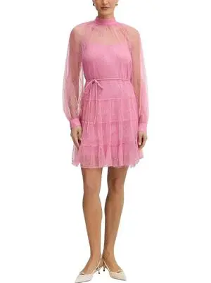 TWINSET Tiered Point D'esprit Mini Dress - Pink