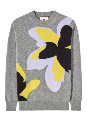 Plan C Intarsia Knit Sweater - Grey