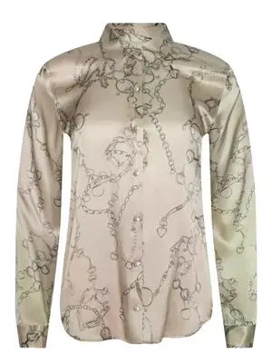 L'Agence Tyler Horsebit-chain Print Satin Blouse - Neutrals
