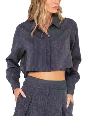 JBQ Rennick Striped Open-back Shirt - Blue