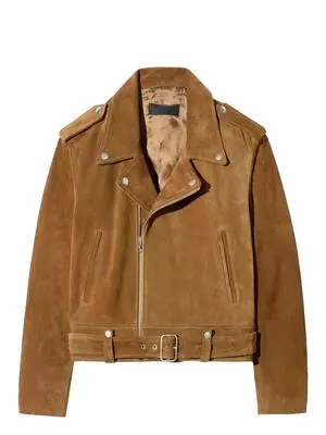 NILI LOTAN Nili Lotan Suede Biker Jacket Brown
