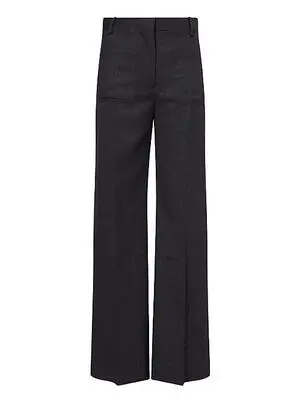 Victoria Beckham Alina Tailored Wool-blend Trousers - Dark Grey Melange