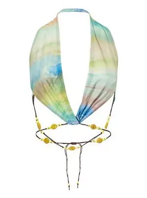 JADED LONDON Halter-neck Woven Top With Beaded Straps - Multi