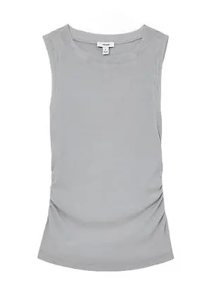 REISS Ruched Stretch Cotton-blend Vest - Grey