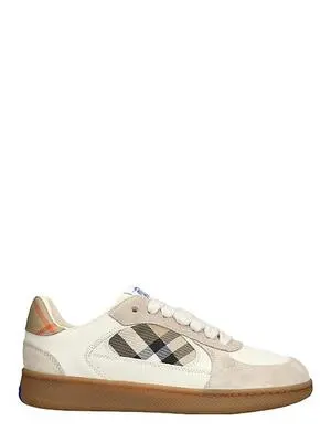 Burberry Checked Low-top Leather Trainers - Bone/comb