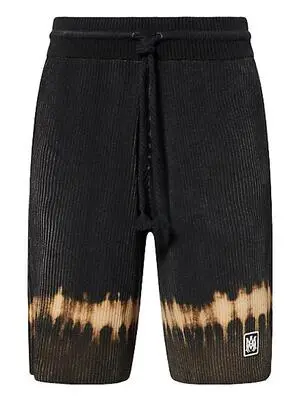 Amiri Ma Patch Tie-dye Knitted Virgin-wool Shorts - Black