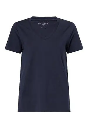 Derek Rose V-neck Pima Cotton-jersey T-shirt - Navy