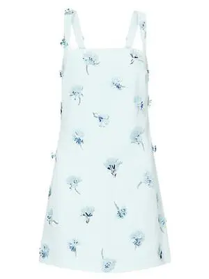 Simkhai Ella Embellished Woven Mini Dress - Sky