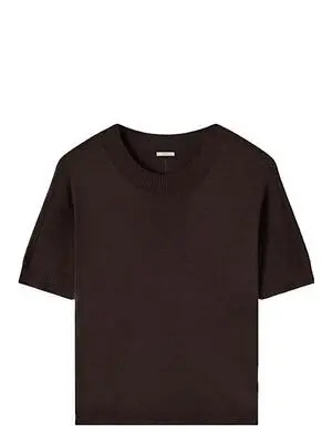 JOSEPH Jana Round-neck Silk Top - Espresso