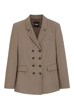 BOSS Gabardine Twill Double-breasted Blazer - Brown