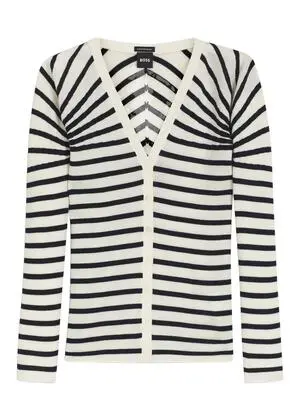 BOSS Striped Merino Wool Buttoned Cardigan - Patterned