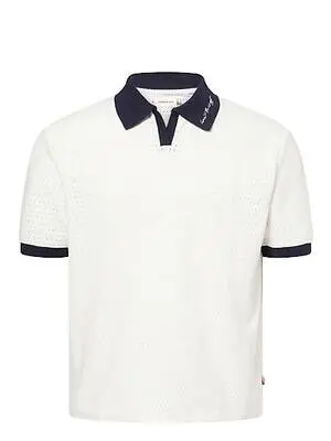 HONOR THE GIFT Colour-block Knitted Polo Top - Bone