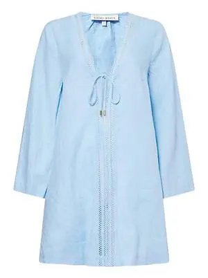 Heidi Klein Linen Kaftan With Keyhole Front - Blu-blu