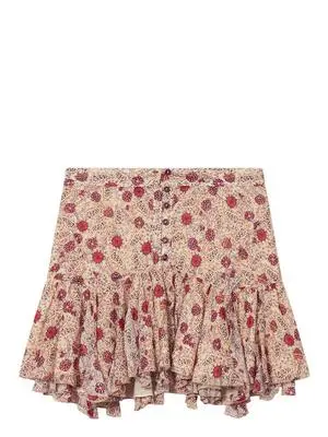 ETOILE Daneen Cotton Voile Skirt - Ecru-raspberry