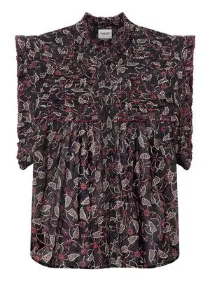 MARANT ETOILE Marant Étoile Sleeveless Embroidered Blouse Black/raspberry