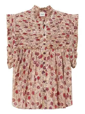 ETOILE Dersia Sleeveless Blouse - Ecru-raspberry