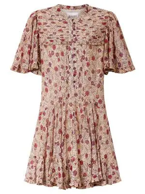 ETOILE Marant Étoile "daynia" Printed Cotton Voile Dress - Ecru-raspberry