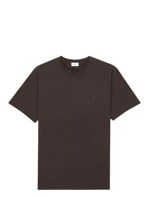 Saint Laurent Cassandre T-shirt In Silk And Cotton - Ebene