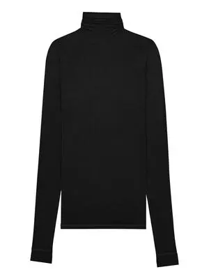 Saint Laurent Turtleneck Top In Stretch Jersey - Noir